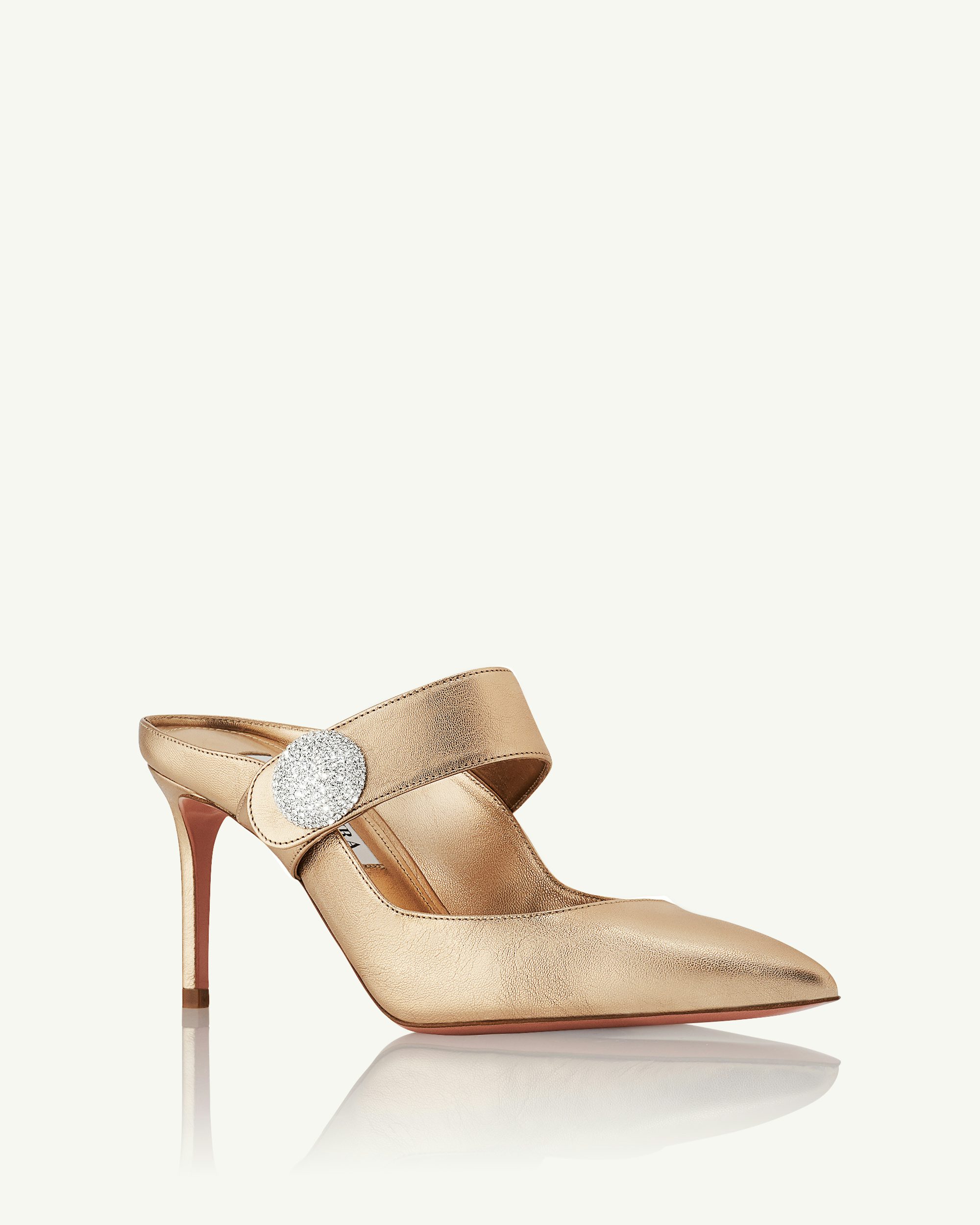 Crystal Macaron Mule 75 ROSE GOLD Aquazzura@ Official