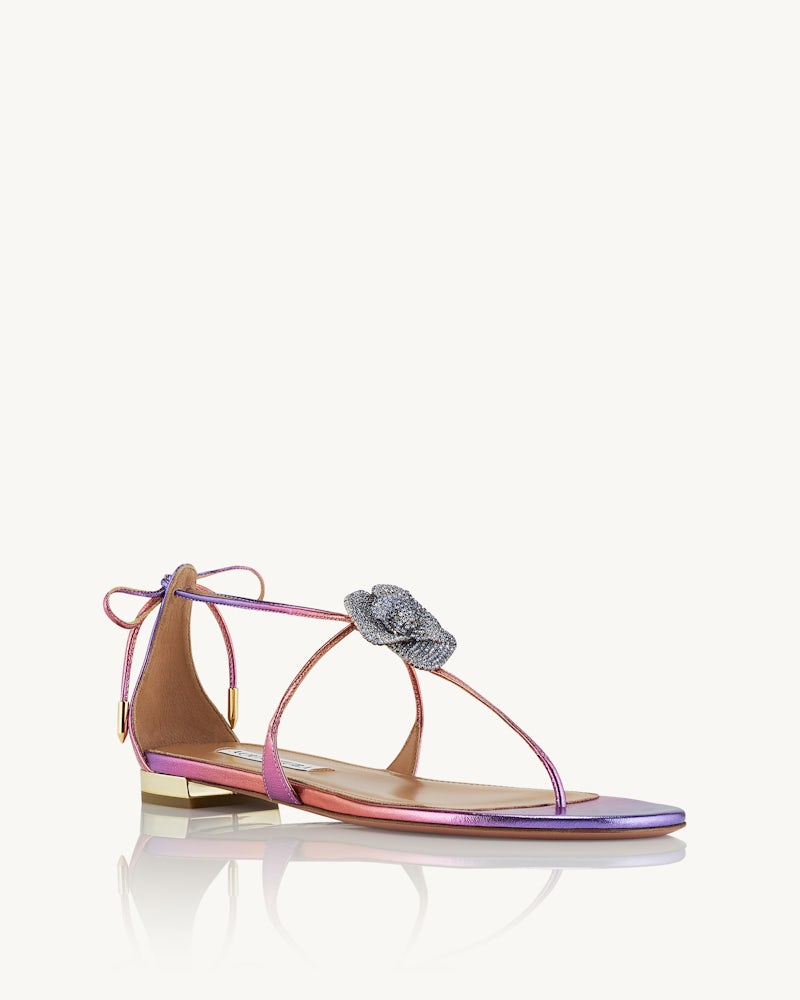 Crystal Orchid Sandal Flat Fuchsia Aquazzura@ Official