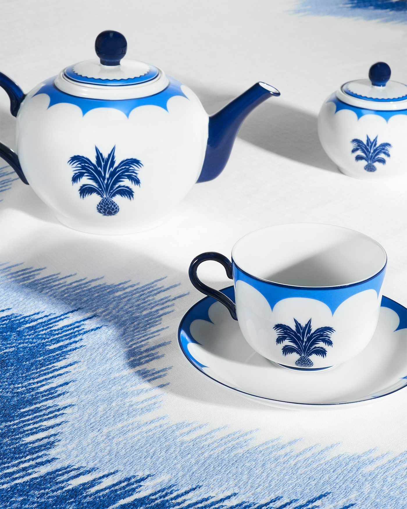 blue tea cup set